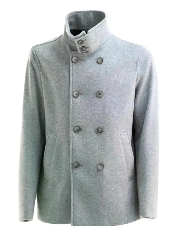 Herno Double-breasted High-neck Coat - Grey