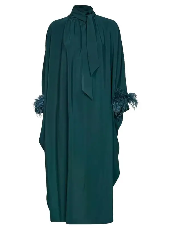 GIANLUCA CAPANNOLO Feather-trim Bow-tie Dress - Green