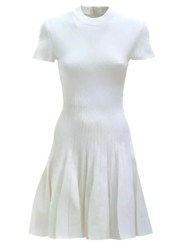 Balmain Knit Mini Dress With Pleated Skirt - White