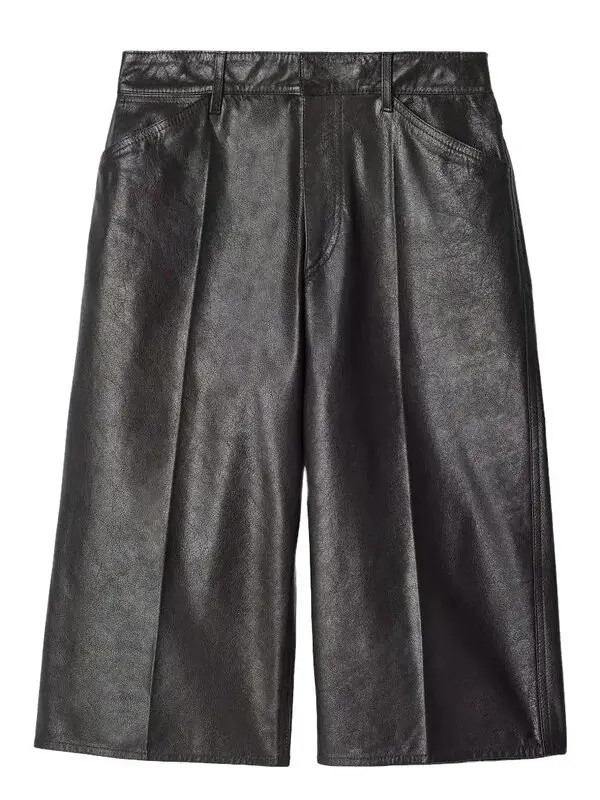 LEMAIRE Lemiare Bermuda Shorts In Glossy Leather - Brown