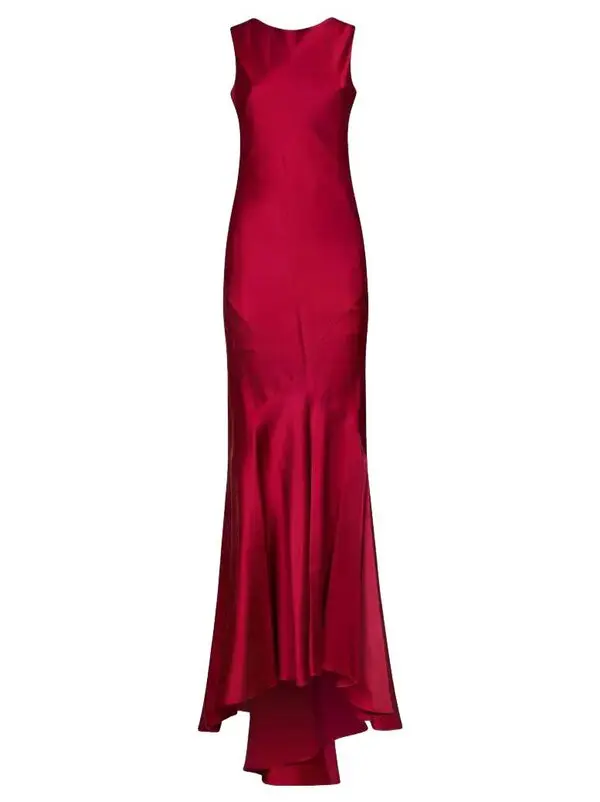 Max Mara Asymmetric Satin Dress - Red