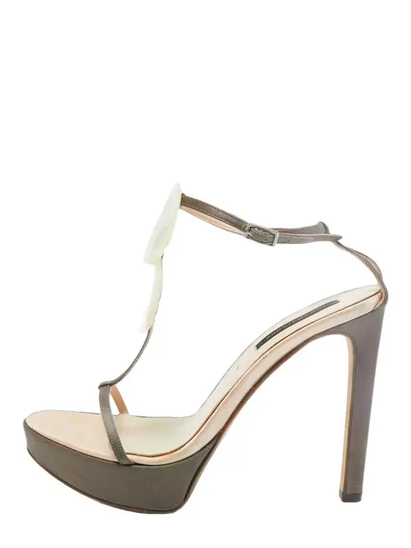 SERGIO ROSSI Satin Ankle-strap Platform Sandals - Grey