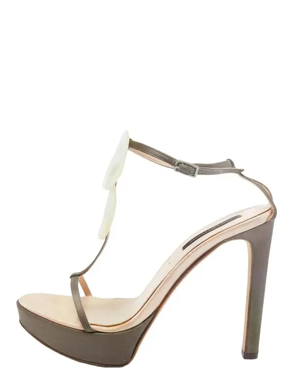 SERGIO ROSSI Satin Ankle-strap Platform Sandals - Grey