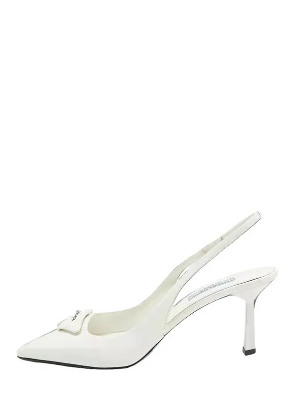 Prada Padded Triangle Logo Slingback Pumps - White