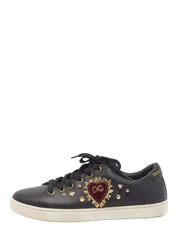 Dolce & Gabbana Portofino Heart-patch Sneakers - Black