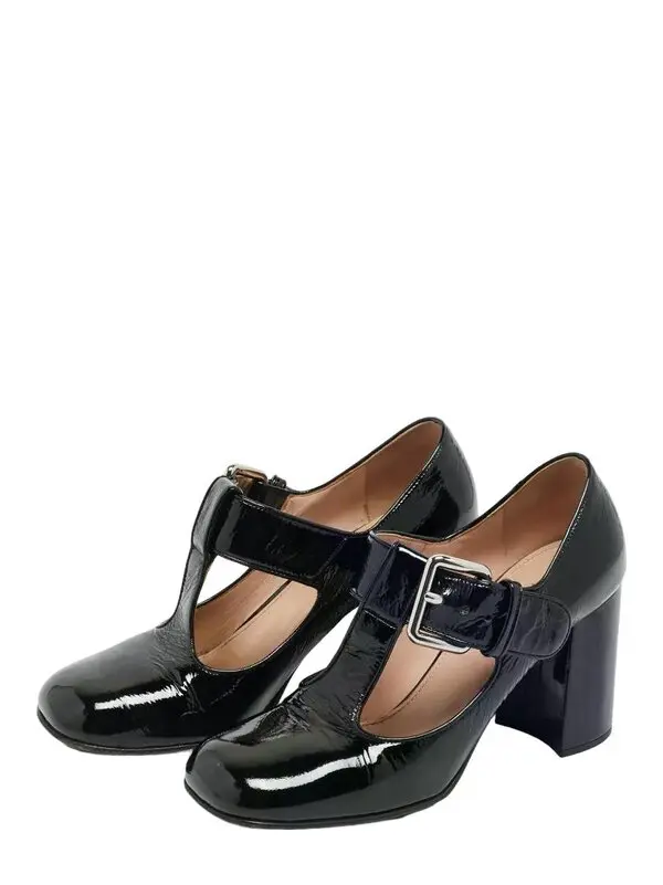 Miu Miu T-strap Pumps With Buckle Detail - Black