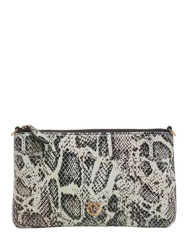 Pinko Mini Flat Horizontal Cross Body Clutch In Python-print Leather - White