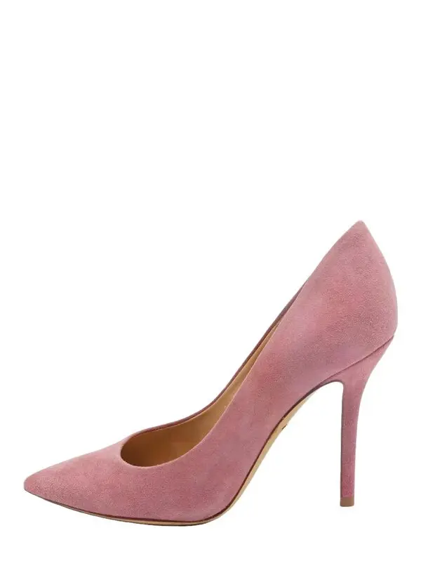 FERRAGAMO Suede Pointed Toe High Heel Pumps - Pink