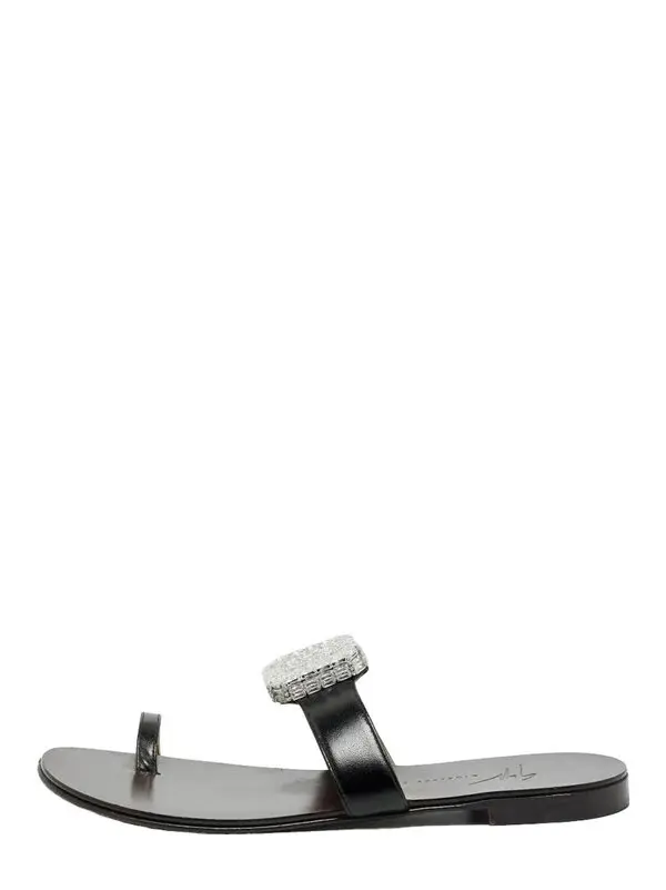 GIUSEPPE ZANOTTI Crystal-embellished Flat Sandals - Black