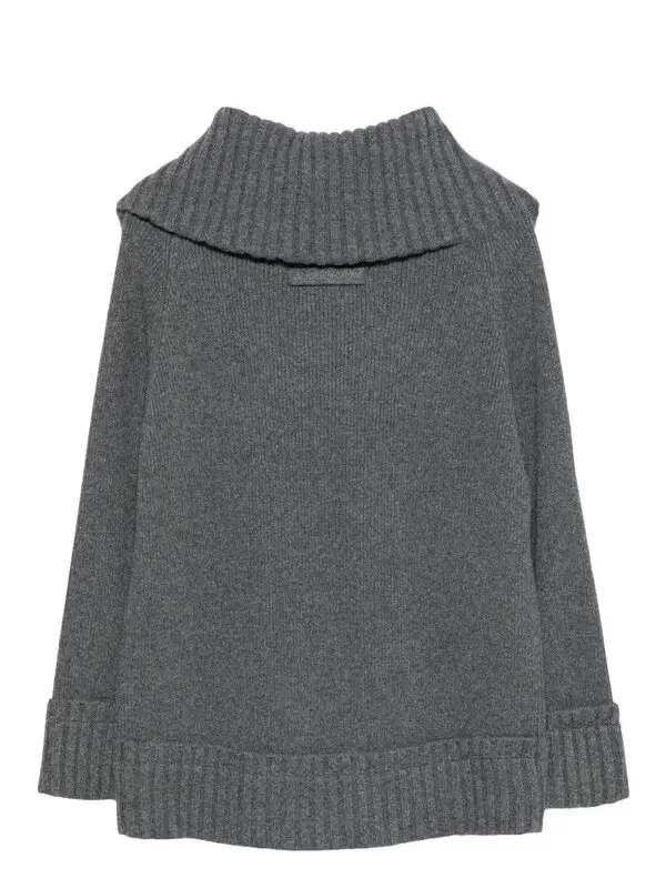 Victoria Beckham Wide-collar Ribbed-knit Sweater - Grey