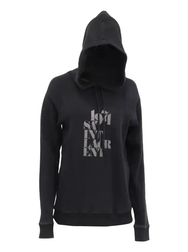 Saint Laurent Logo Print Hoodie - Black