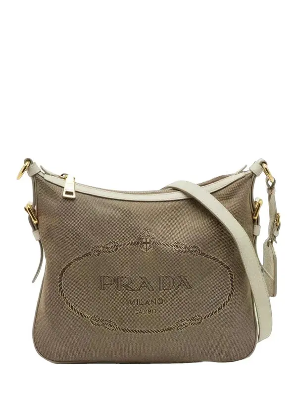 Prada Logo Print Crossbody Bag - Neutrals