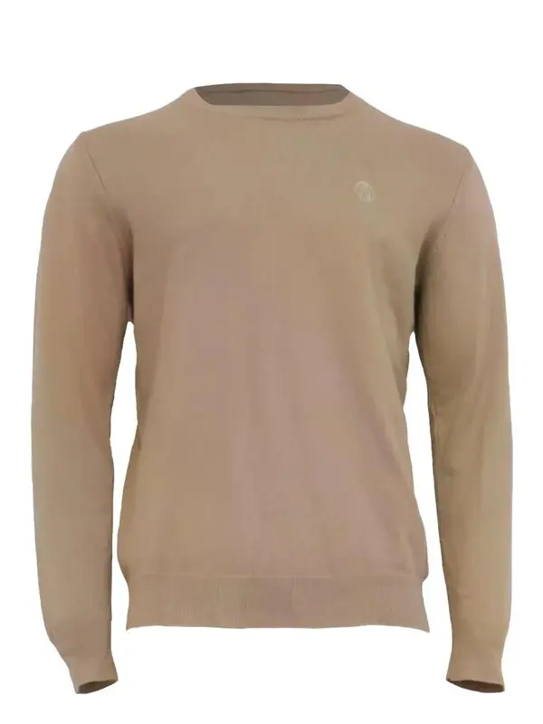 Burberry Knitted Sweater With Embroidered Logo - Neutrals