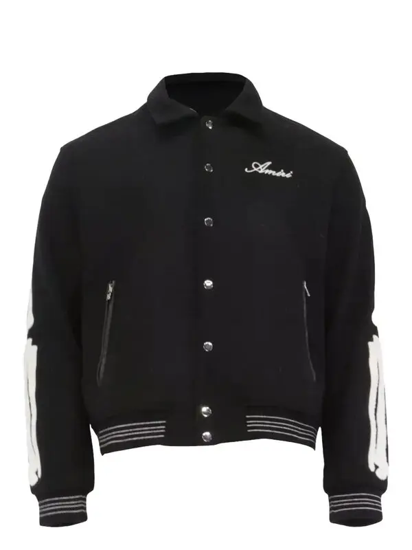 Amiri Logo Embroidered Bomber Jacket - Black
