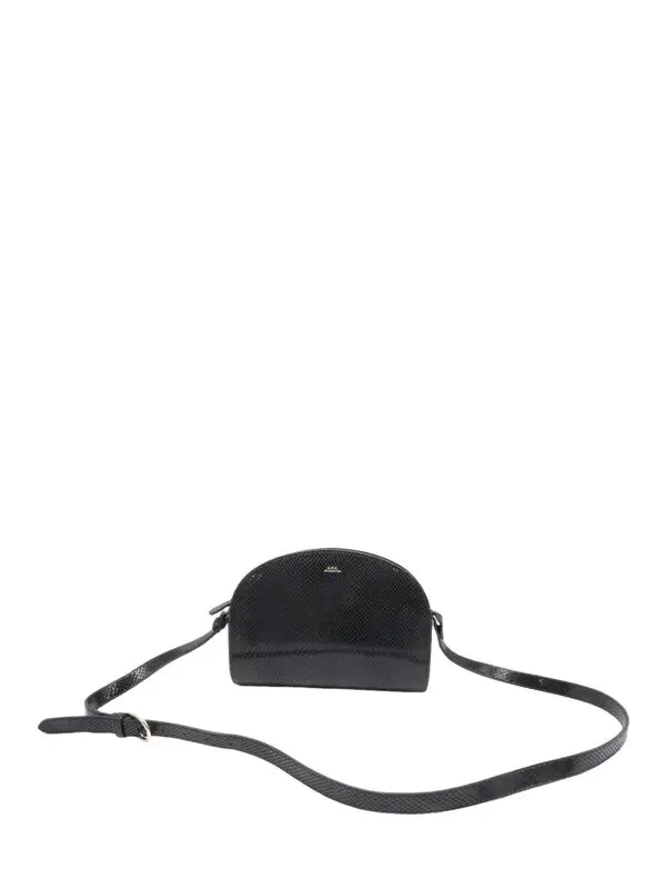 A.p.c. Demi-lune Snake-embossed Crossbody Bag - Black