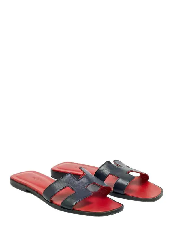 Hermès Oran H Cut-out Flat Sandals - Blue