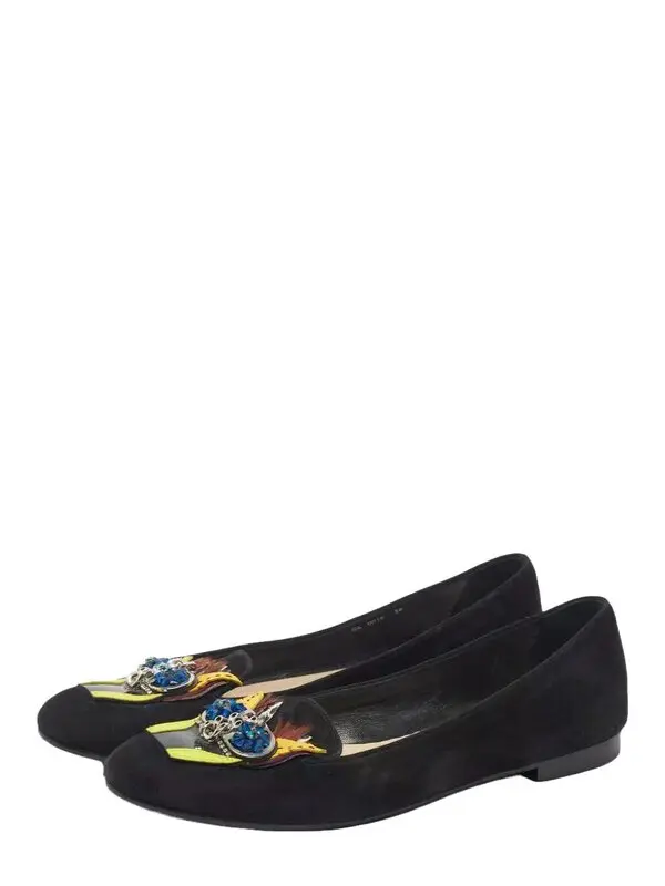 Dior Embellished Flat Pumps - Black