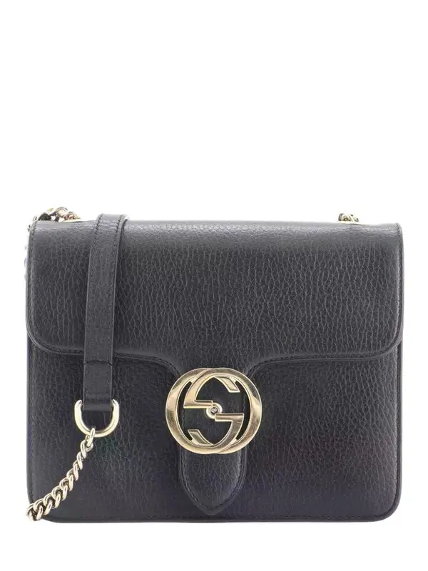 Gucci Interlocking Leather Shoulder Bag - Black