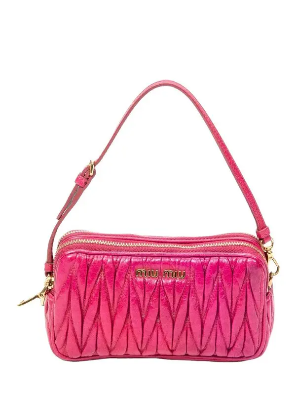 Miu Miu Matelassé Double-zip Pouch - Pink