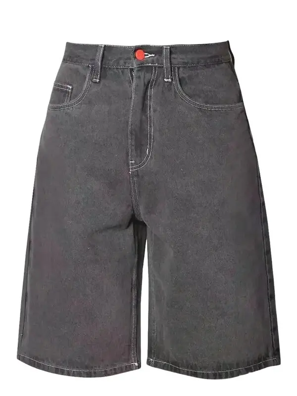 BEWIDER Contrast Stitch Denim Shorts - Grey