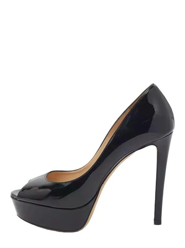 JIMMY CHOO Luna Patent Peep-toe Pumps - Black