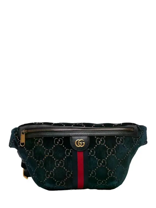 Gucci Gg Velvet Ophidia Belt Bag - Blue