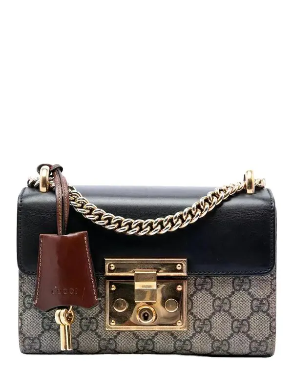 Gucci Gg Supreme Padlock Crossbody Bag - Black