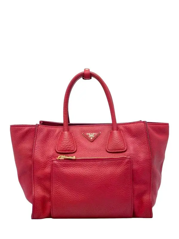 Prada Vitello Daino Convertible Tote Satchel - Red