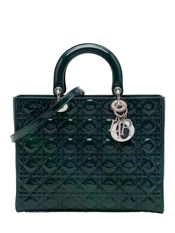 Dior Patent Cannage Lady Satchel - Green