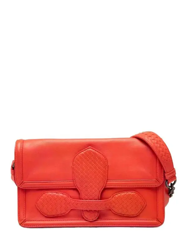 Bottega Veneta Intrecciato Trimmed Nappa Rialto Shoulder Bag - Orange