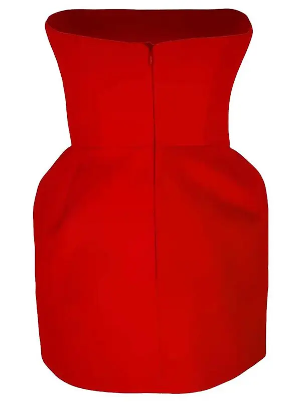 Magda Butrym Strapless Satin Mini Dress - Red