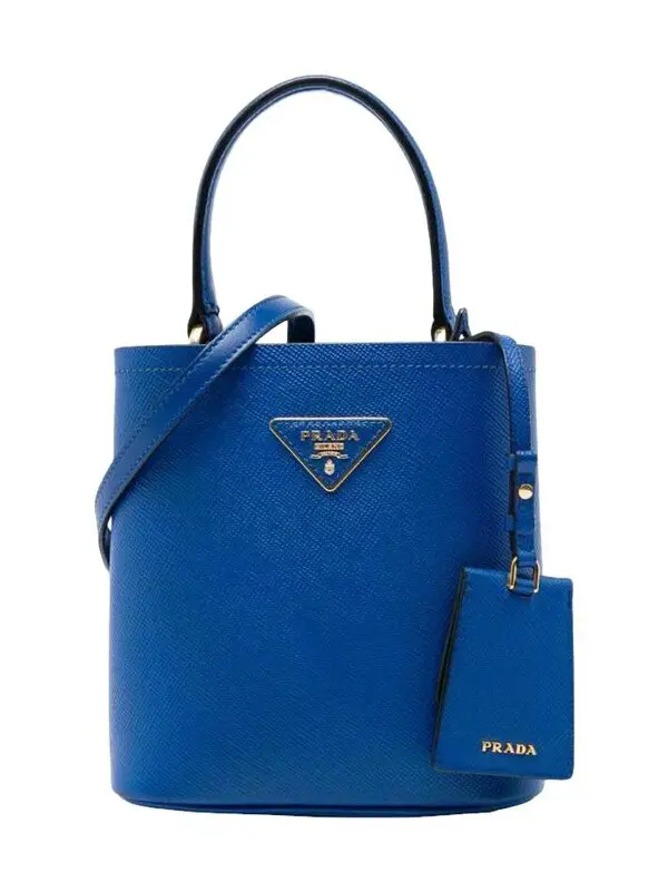 Prada Small Saffiano Cuir Panier Satchel - Blue