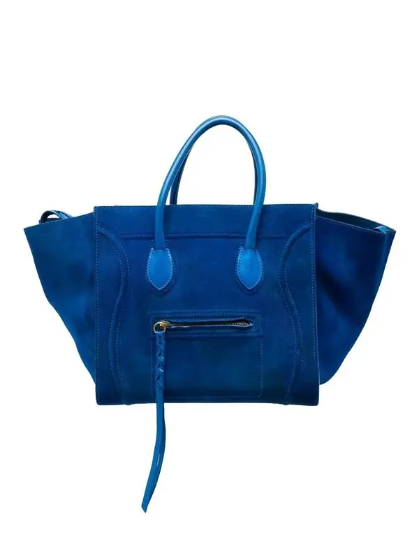Celine 2012 Medium Suede Phantom Luggage Tote Bag - Blue