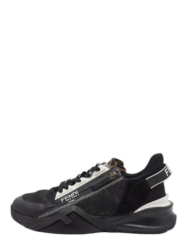Fendi Ff Logo Tongue Low Top Sneakers - Black