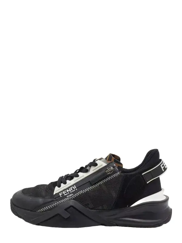 Fendi Ff Logo Tongue Low Top Sneakers - Black