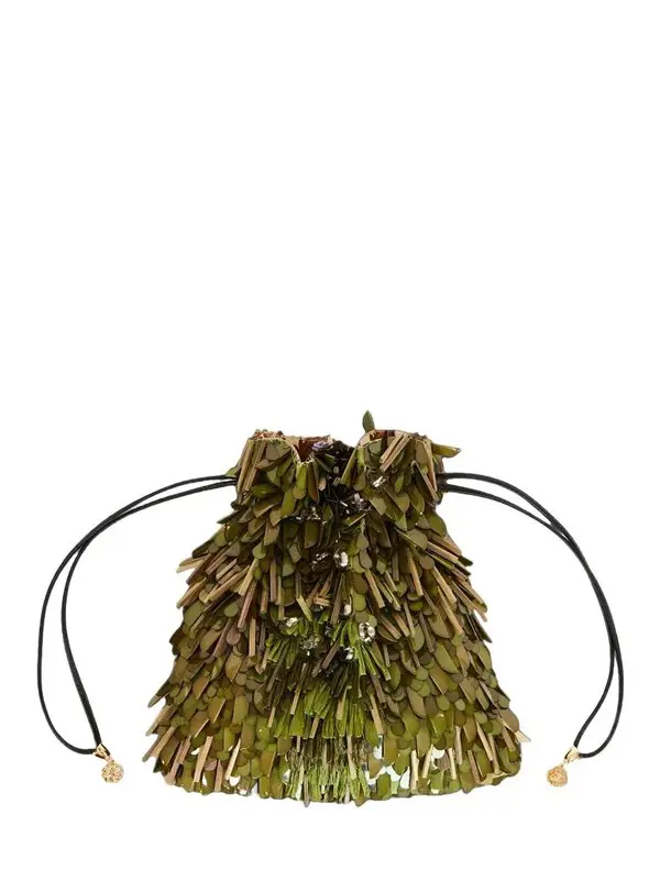 La DoubleJ Dustbag Pochette With Embroidered Wood Drops - Green