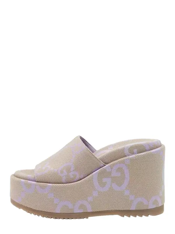 Gucci Jumbo Gg Platform Slide Sandals - Neutrals