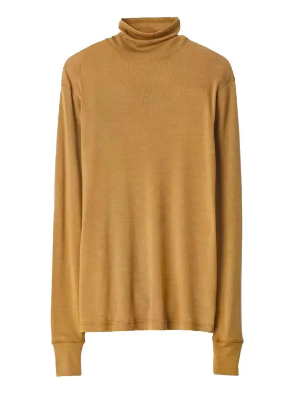 LEMAIRE Stand Collar Wool Silk Jersey Top - Neutrals