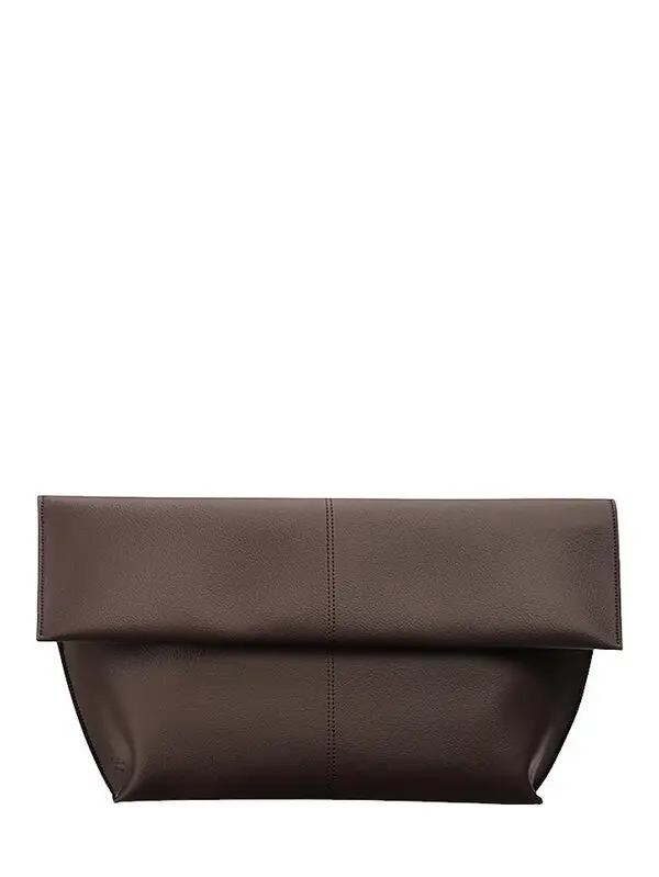 FREJA Seamed Faux Leather Clutch - Espresso