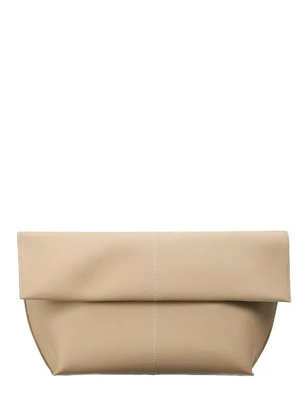 FREJA Seamed Faux Leather Clutch - Sand