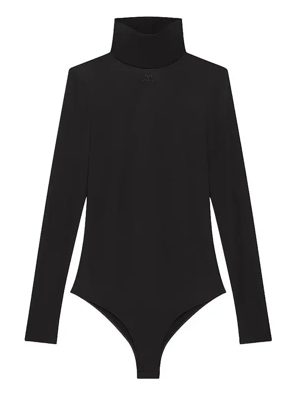 COURREGES Jersey Mock Neck Bodysuit - Black