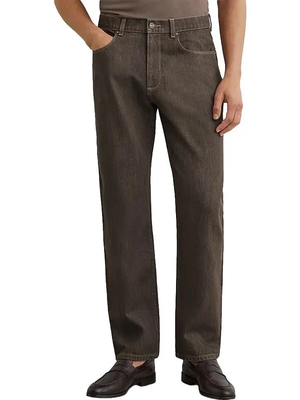 REISS Bishopsgate Straight Fit Jeans - Brown
