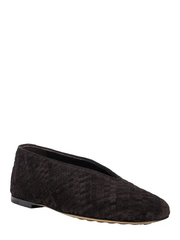 Bottega Veneta Woven Suede Ballet Flats - Espresso
