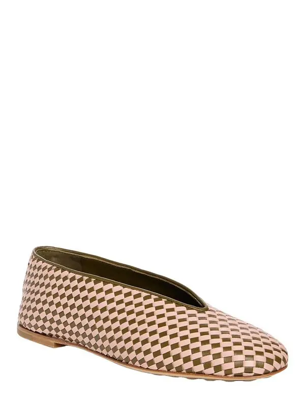 Bottega Veneta Rosa Intrecciato Ballet Flats - Plum/nero