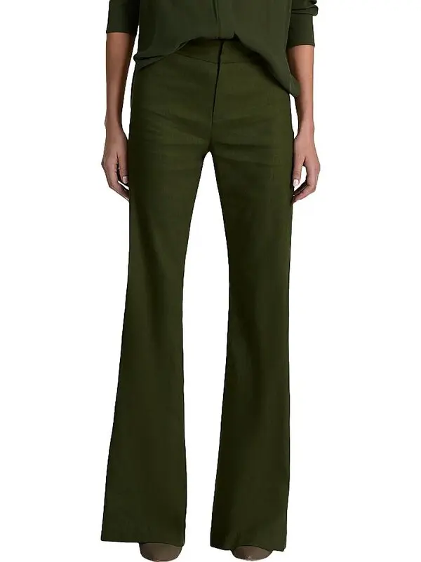 Alice + Olivia Andrew Mid Rise Bootcut Slim Pants - Dark Fern