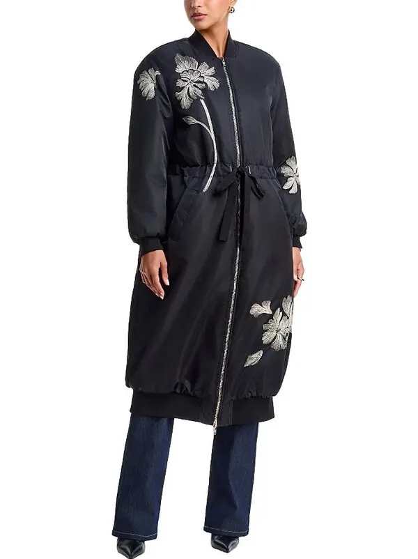 Cinq À Sept Celestina Embroidered Long Coat - Black