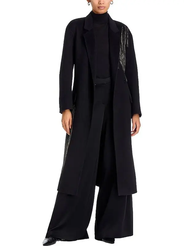 Kobi Halperin Embellished Wool Blend Coat - Black