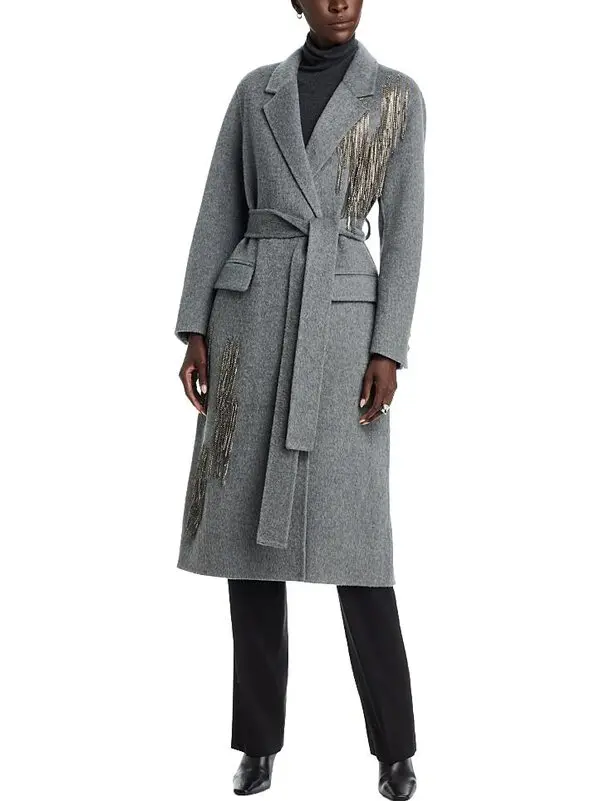 Kobi Halperin Embellished Wool Blend Coat - Grey