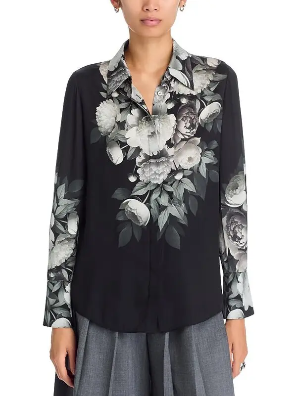 Kobi Halperin Printed Silk Blend Blouse - Black Multi