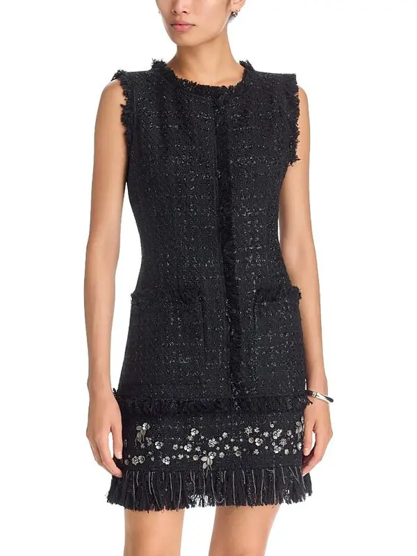 Kobi Halperin Beaded Fringe Trim Dress - Black